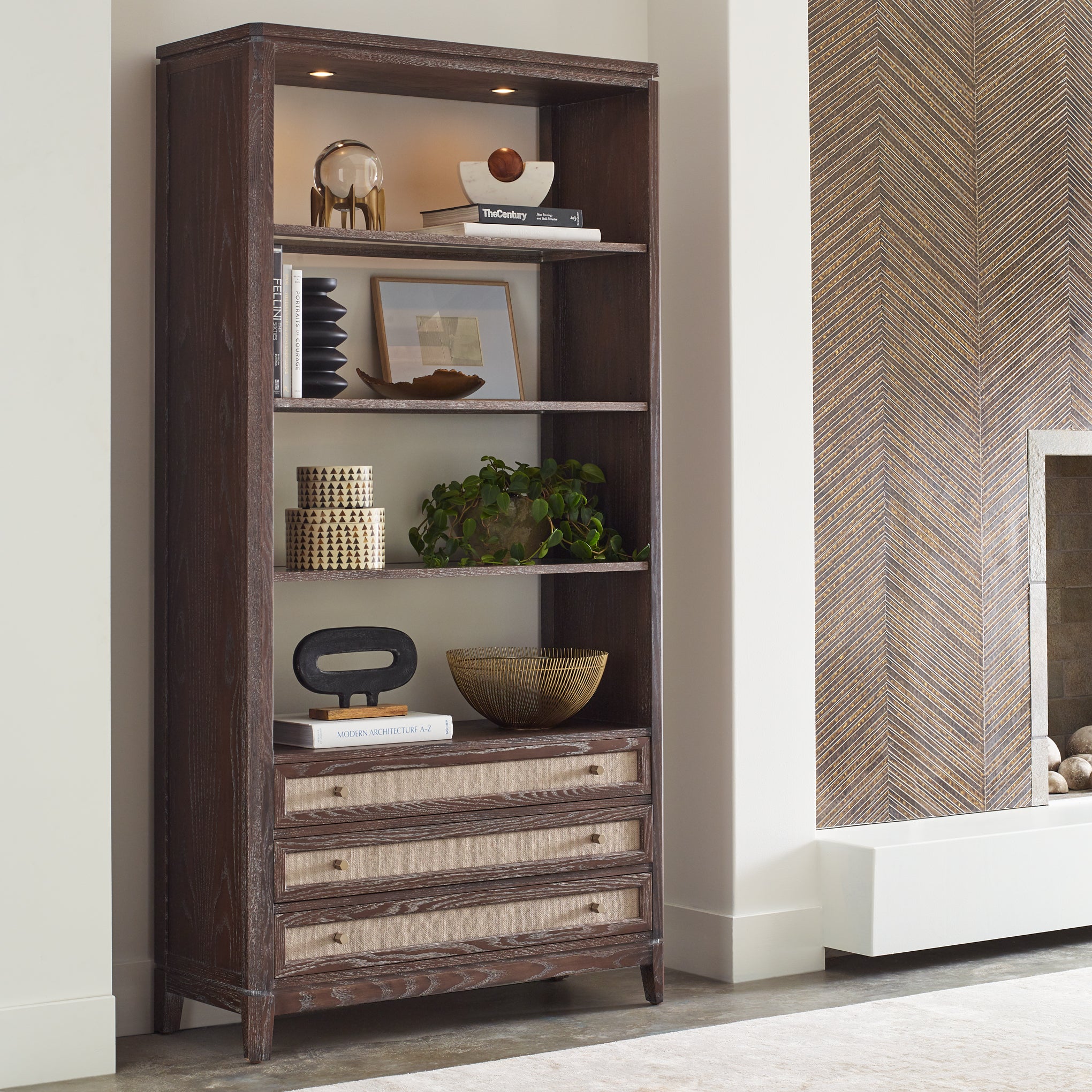 Maidstone Bookcase, Woven Jute – Stickley Brand